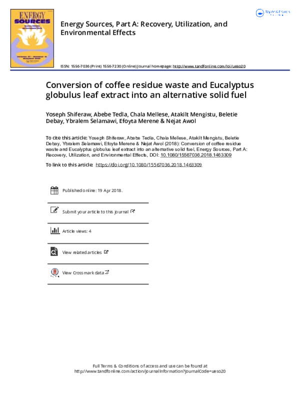 (PDF) Conversion of coffee residue waste and Eucalyptus globulus leaf ...