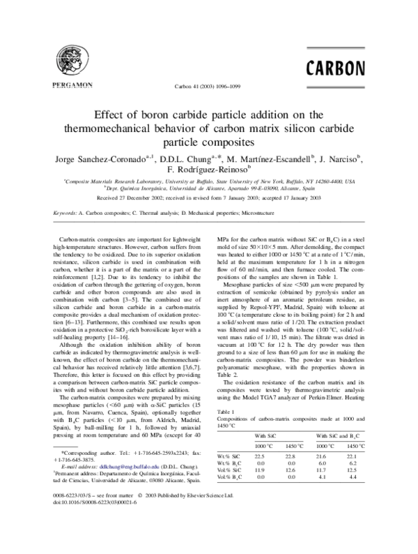 (PDF) Boron Carbide's Role in Composite Thermomechanics