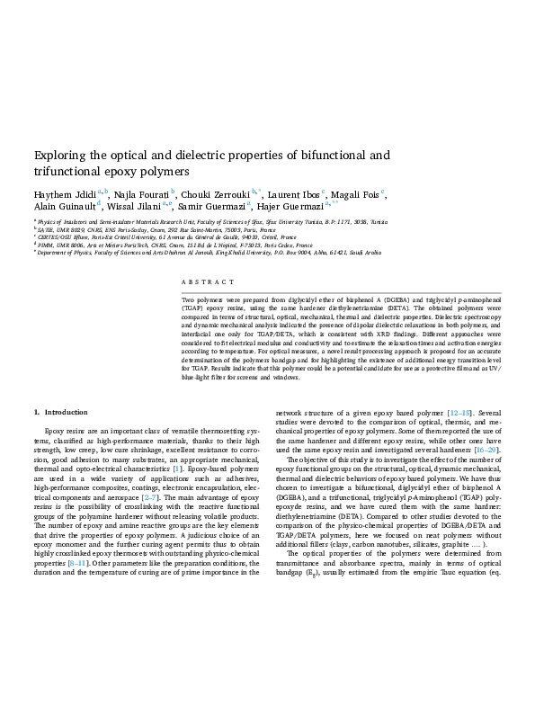 (PDF) Exploring the optical and dielectric properties of bifunctional ...