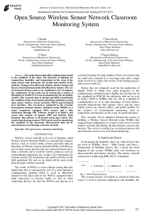 (PDF) Open Source Wireless Sensor Network Classroom Monitoring System