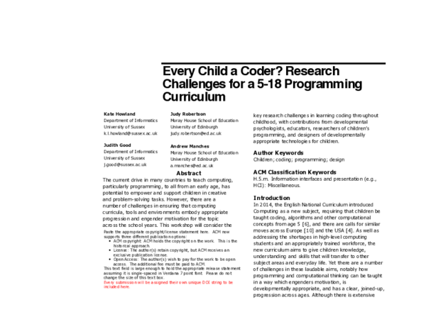 (PDF) Every child a coder?
