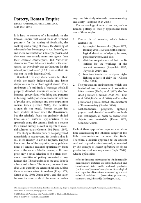 (PDF) Pottery, Roman Empire