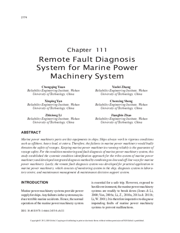 (PDF) Remote Fault Diagnosis System for Marine Power Machinery System
