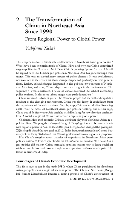 (PDF) The Transformation of China in Northeast Asia Since 1990