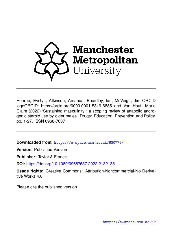 (PDF) ‘Sustaining masculinity’: a scoping review of anabolic androgenic ...