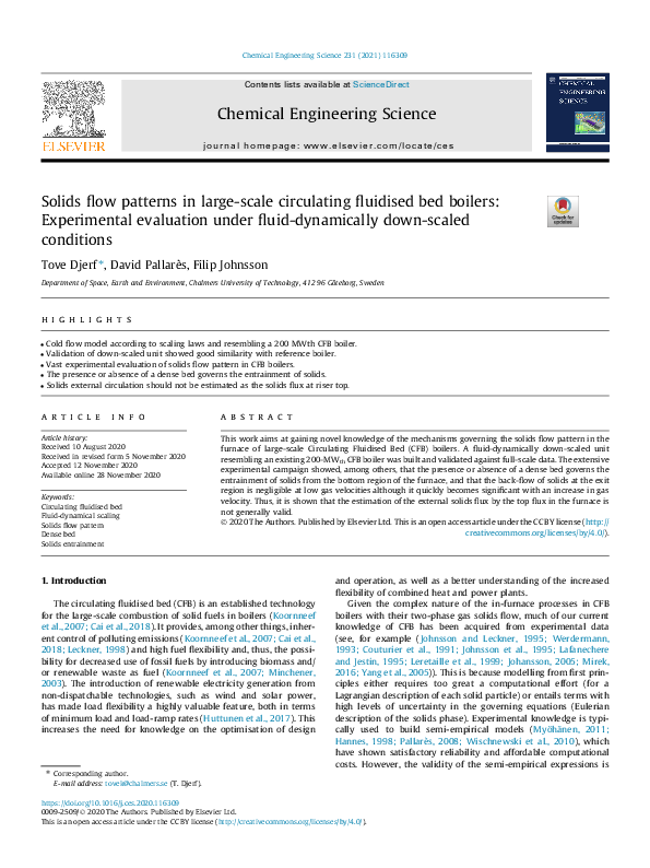 (PDF) Solids flow patterns in large-scale circulating fluidised bed boilers: Experimental ...