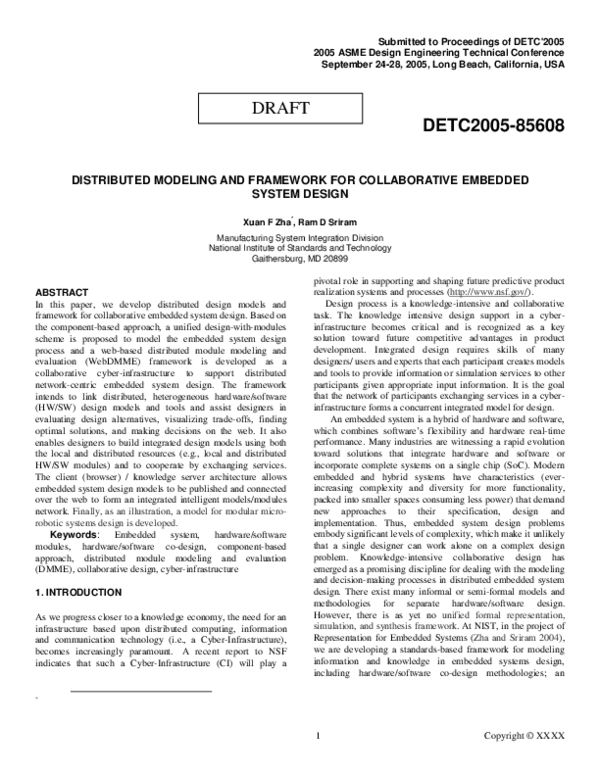 Pdf Distributed Modeling And Framework For Collaborative Embedded System Design