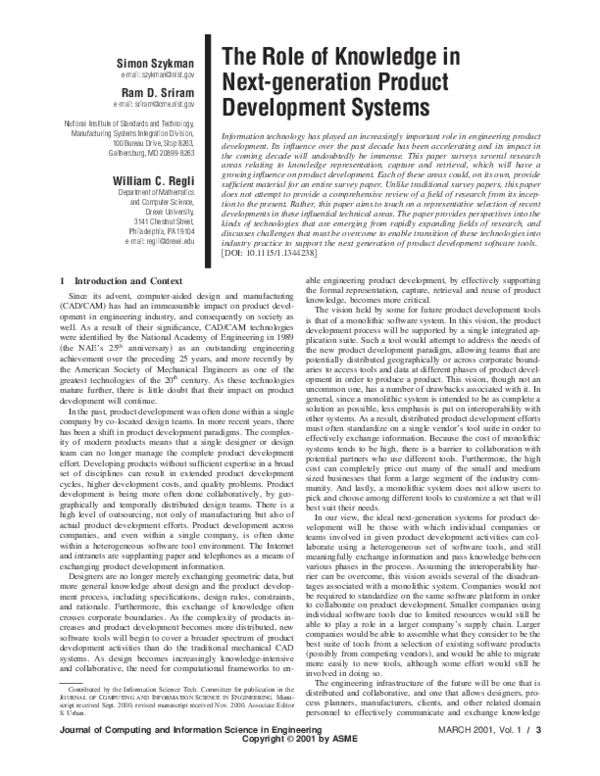 (PDF) The Role of Knowledge in Next-generation Product Development Systems