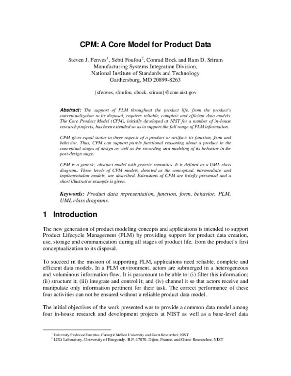 (PDF) CPM2: A core model for product data