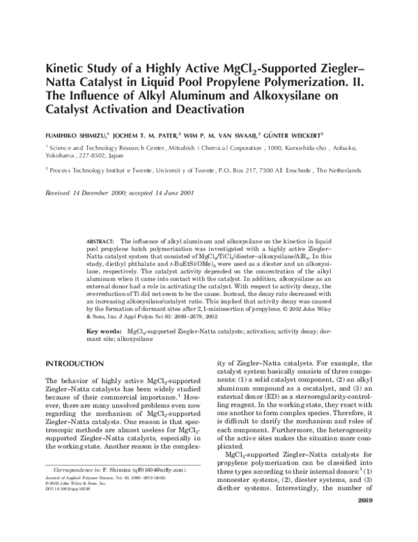 (PDF) Kinetic study of a highly active MgCl2-supported Ziegler-Natta ...