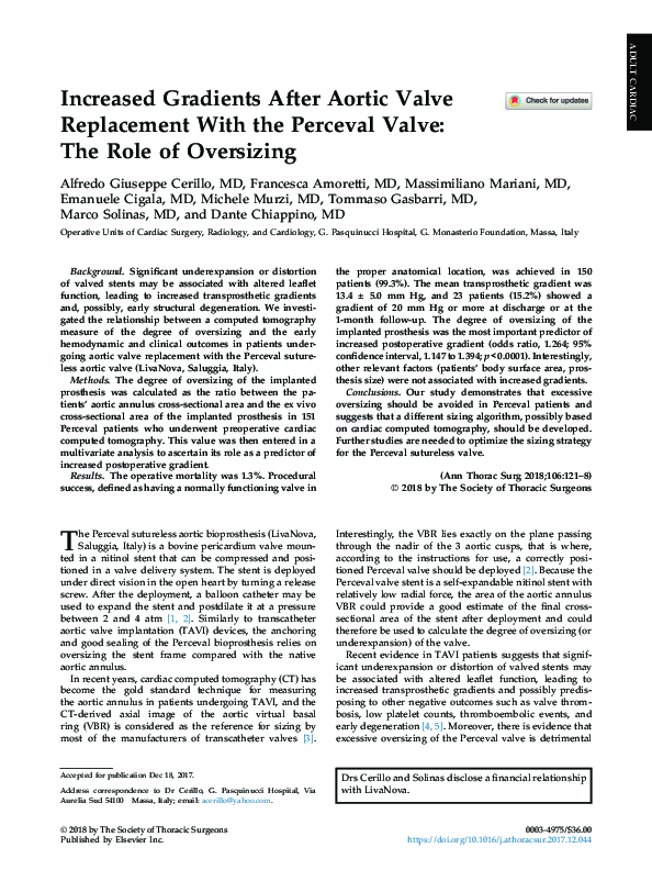 (PDF) Increased Gradients After Aortic Valve Replacement With the ...