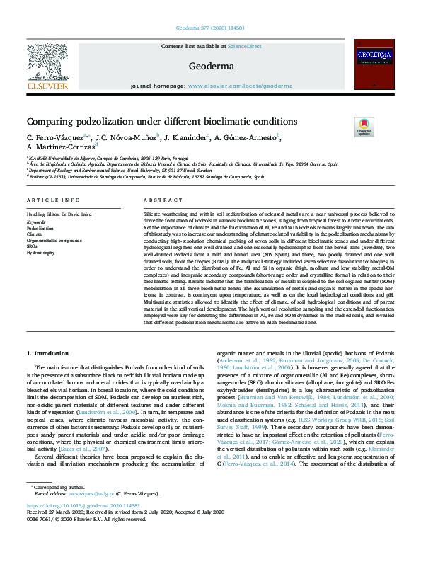 (PDF) Comparing podzolization under different bioclimatic conditions