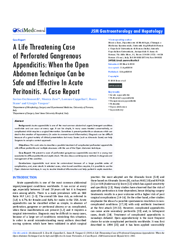 (PDF) Surgical management of subhepatic perforated appendicitis: a case ...