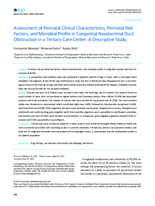 (PDF) Assessment of Perinatal Clinical Characteristics, Perinatal Risk ...