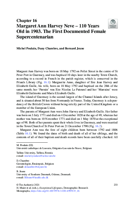 (PDF) Margaret Ann Harvey Neve – 110 Years Old in 1903. The First ...