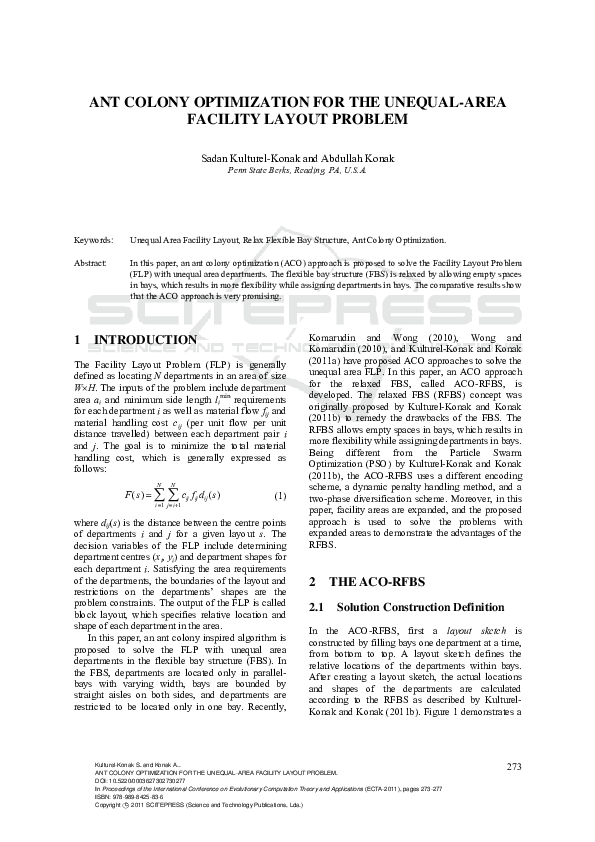 (PDF) Ant Colony Optimization for the Unequal-Area Facility Layout Problem