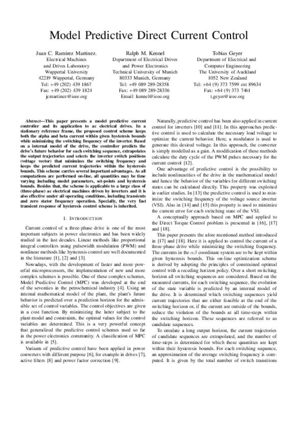 Pdf Model Predictive Direct Current Control Juan Ulises Deveze Martinez