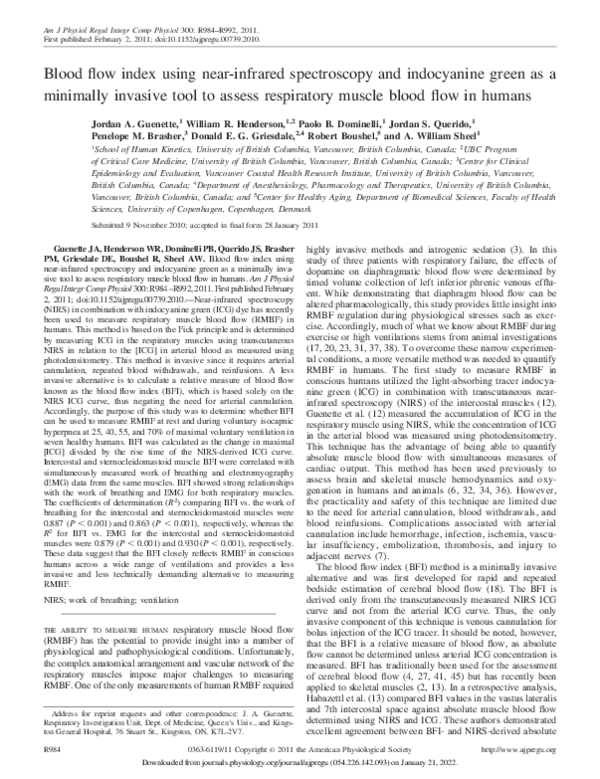 (PDF) Blood flow index using near-infrared spectroscopy and indocyanine ...