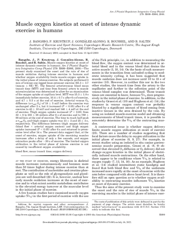 (PDF) Muscle oxygen kinetics at onset of intense dynamic exercise in humans