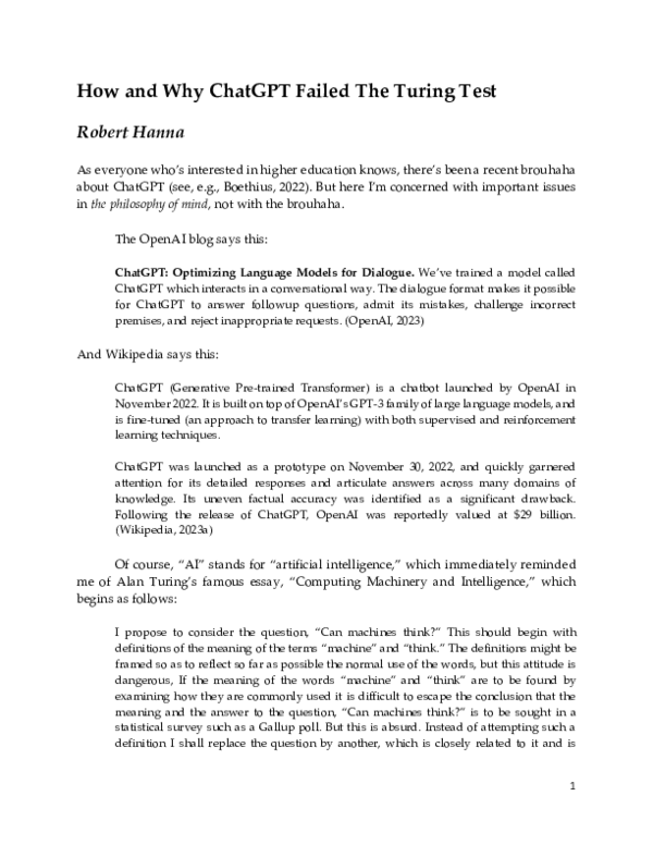(PDF) How and Why ChatGPT Failed The Turing Test (January 2023 version)