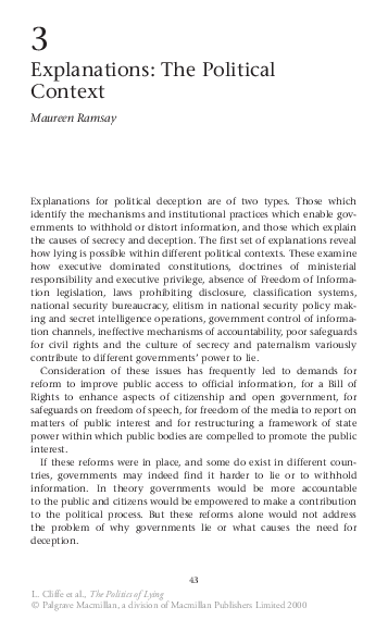 (PDF) Explanations: The Political Context