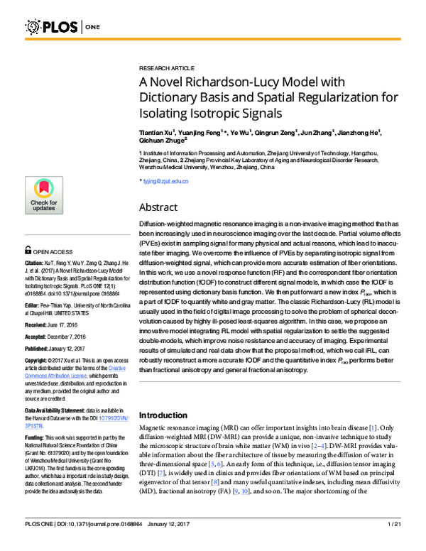 (PDF) A Novel Richardson-Lucy Model with Dictionary Basis and Spatial ...