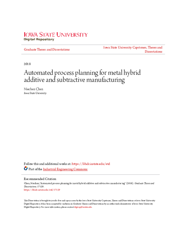 (PDF) Automated process planning for metal hybrid additive and subtractive manufacturing