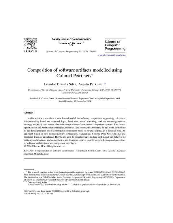 (PDF) Composition of software artifacts modelled using Colored Petri nets