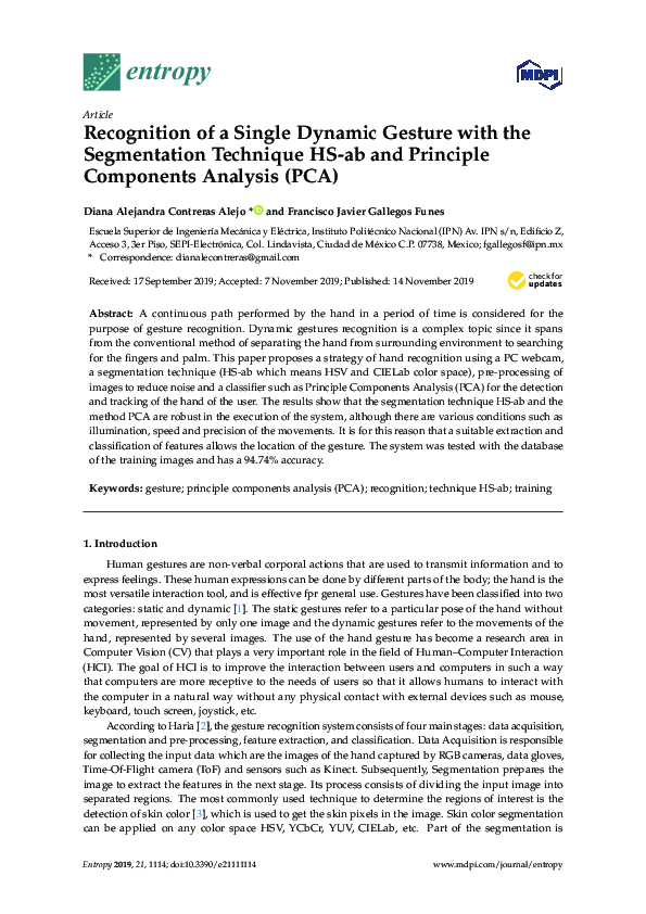 (PDF) Recognition of a Single Dynamic Gesture with the Segmentation Technique HS-ab and ...