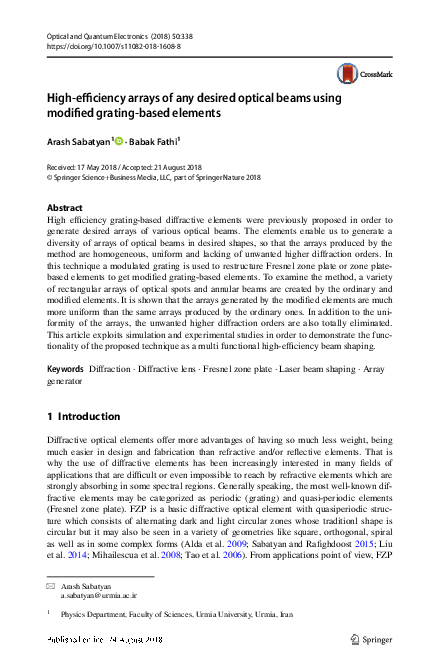 (PDF) High-efficiency arrays of any desired optical beams using ...