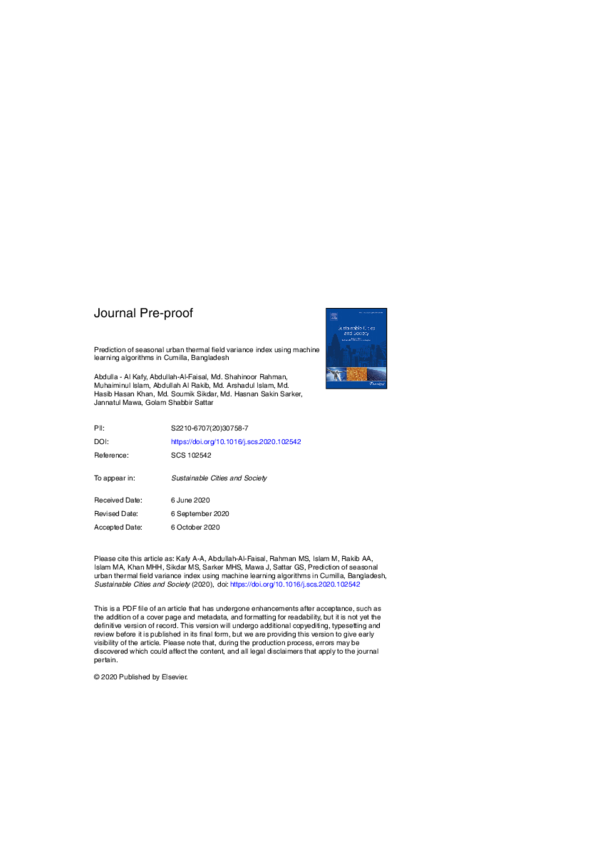 (PDF) Prediction of seasonal urban thermal field variance index using machine learning ...