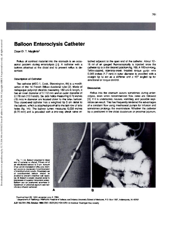 (PDF) Balloon enteroclysis catheter