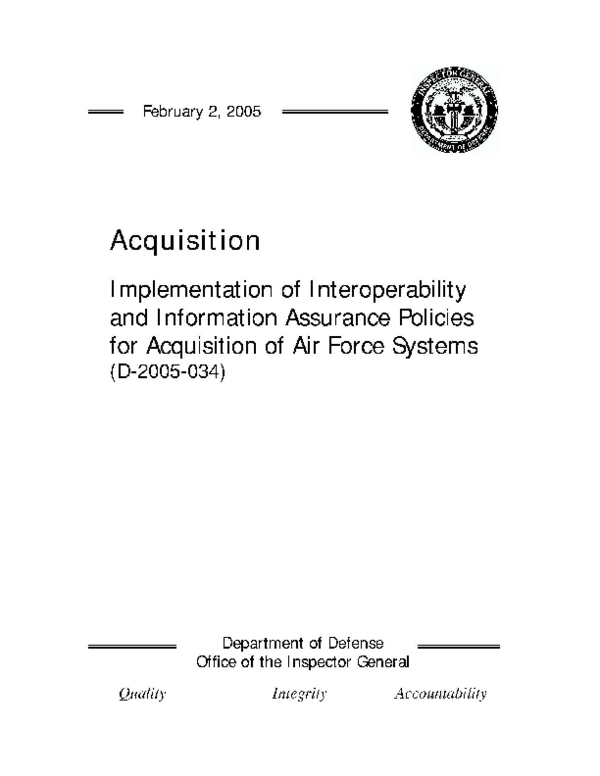 (PDF) Acquisition: Implementation of Interoperability and Information ...