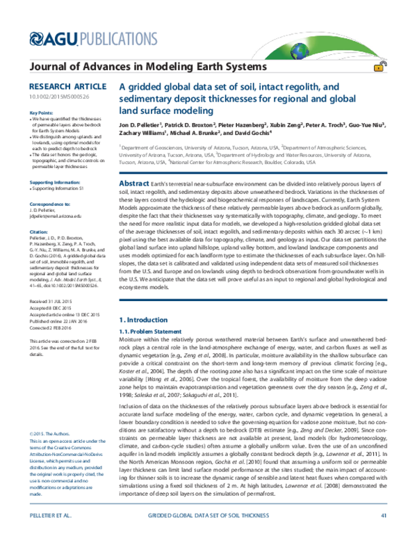 (PDF) A gridded global data set of soil, intact regolith, and sedimentary deposit thicknesses ...