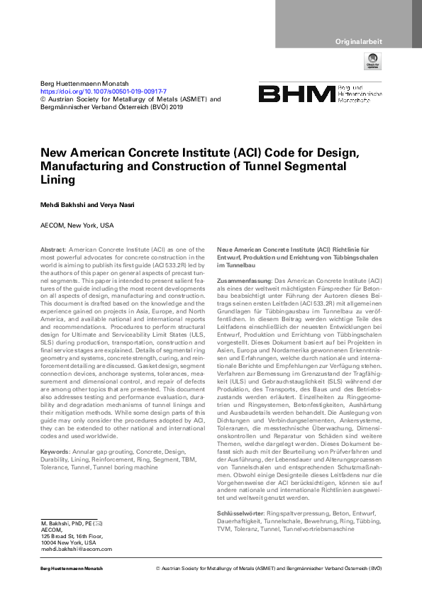 (PDF) New American Concrete Institute (ACI) Code for Design ...