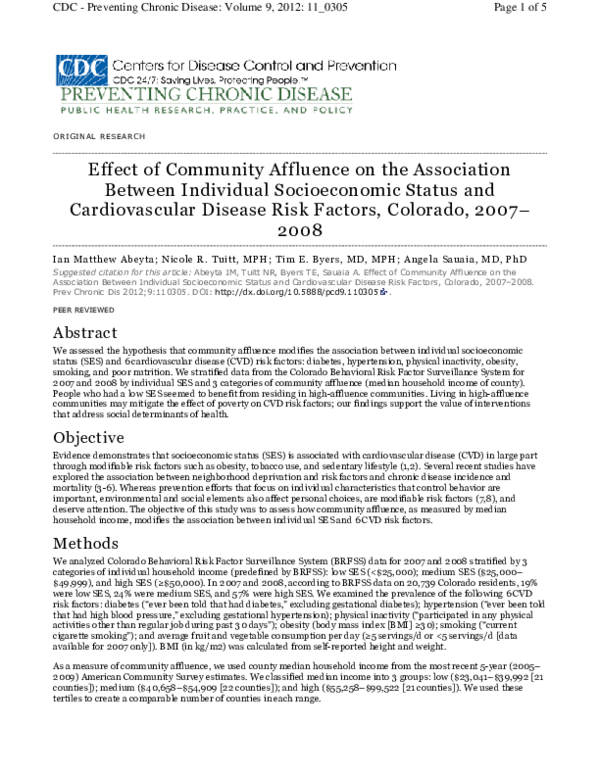 (PDF) Effect of Community Affluence on the Association Between ...