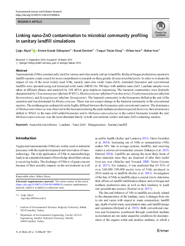 (PDF) Linking nano-ZnO contamination to microbial community profiling in sanitary landfill ...