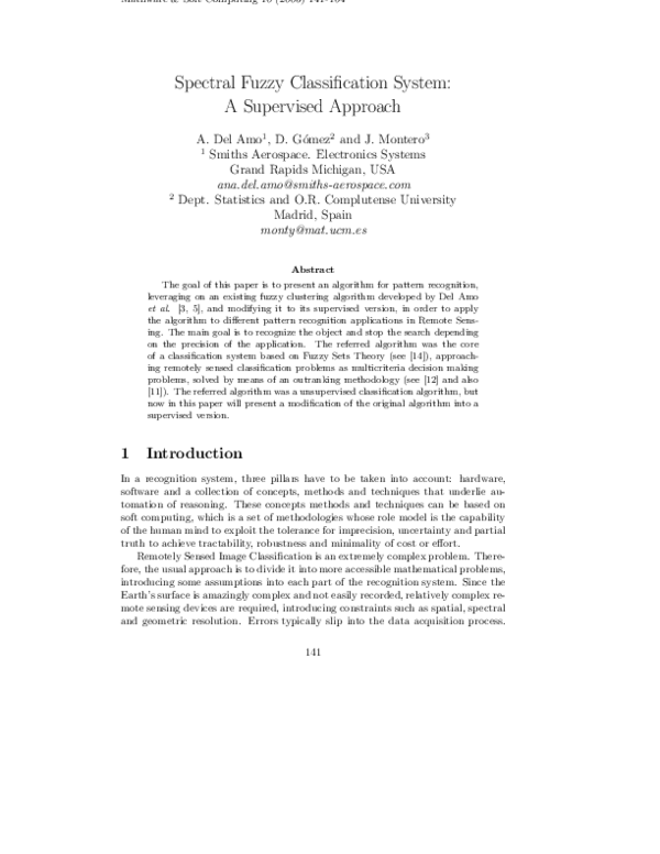 Pdf Spectral Fuzzy Classification System A Supervised Approach Ana