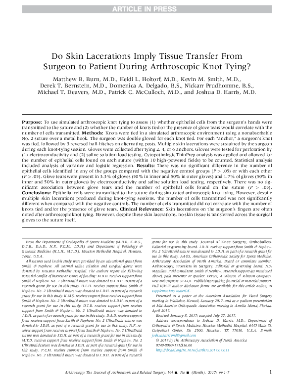 (PDF) Do Skin Lacerations Imply Tissue Transfer From Surgeon to Patient ...