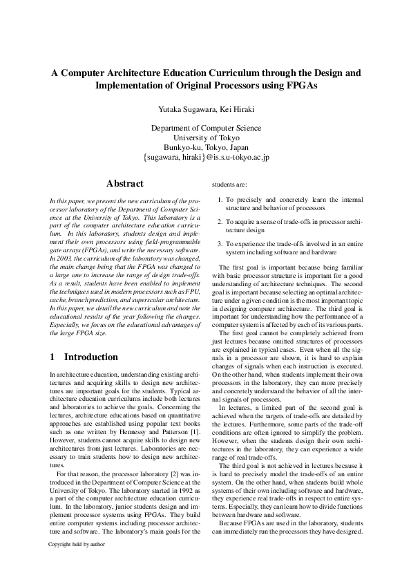 (PDF) A computer architecture education curriculum through the design and implementation of ...