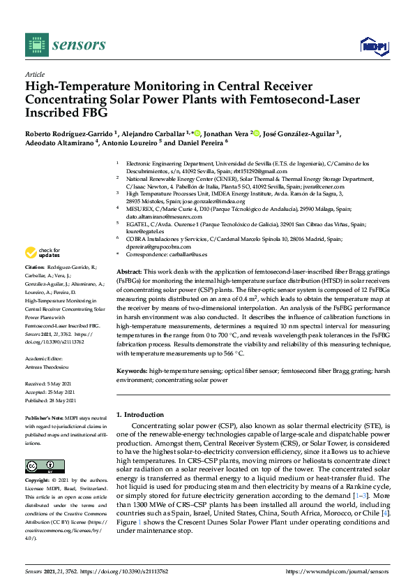 (PDF) High-Temperature Monitoring in Central Receiver Concentrating Solar Power Plants with ...