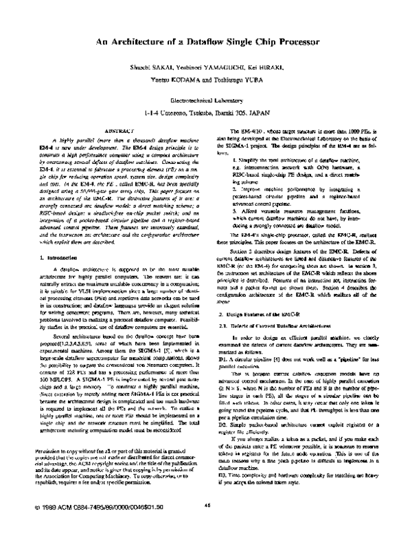 (PDF) An Architecture Of A Dataflow Single Chip Processor