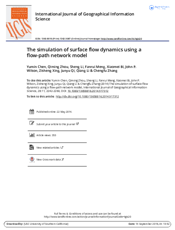 Pdf The Simulation Of Surface Flow Dynamics Using A Flow Path Network