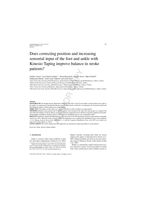 (PDF) Does correcting position and increasing sensorial input of the foot and ankle with Kinesio ...