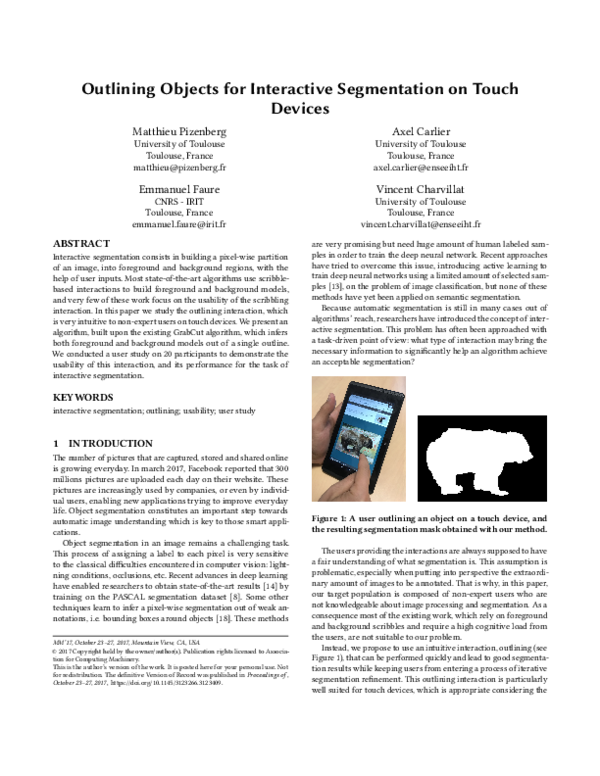 (PDF) Outlining Objects for Interactive Segmentation on Touch Devices