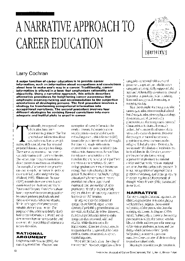 (PDF) A Narrative Approach to Career Education