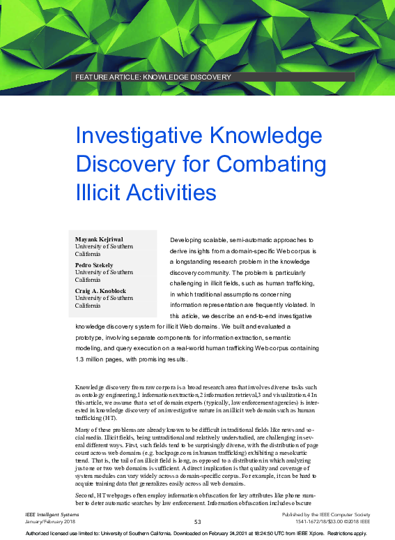 (PDF) Investigative Knowledge Discovery for Combating Illicit Activities