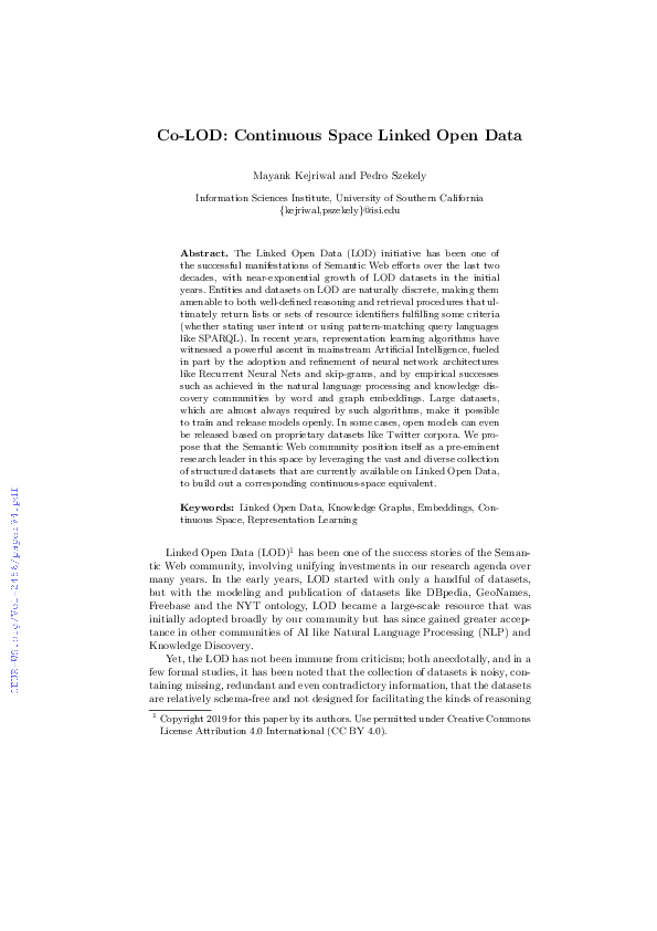 (PDF) Co-LOD: Continuous Space Linked Open Data