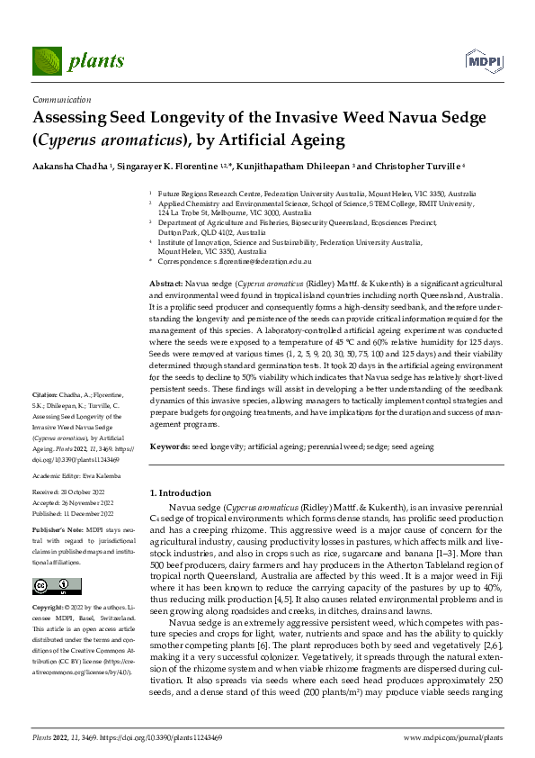 (PDF) Assessing Seed Longevity of the Invasive Weed Navua Sedge ...