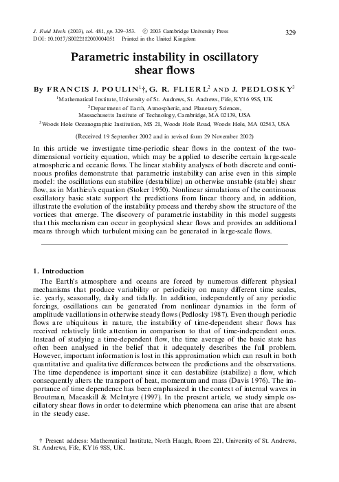 (PDF) Parametric instability in oscillatory shear flows